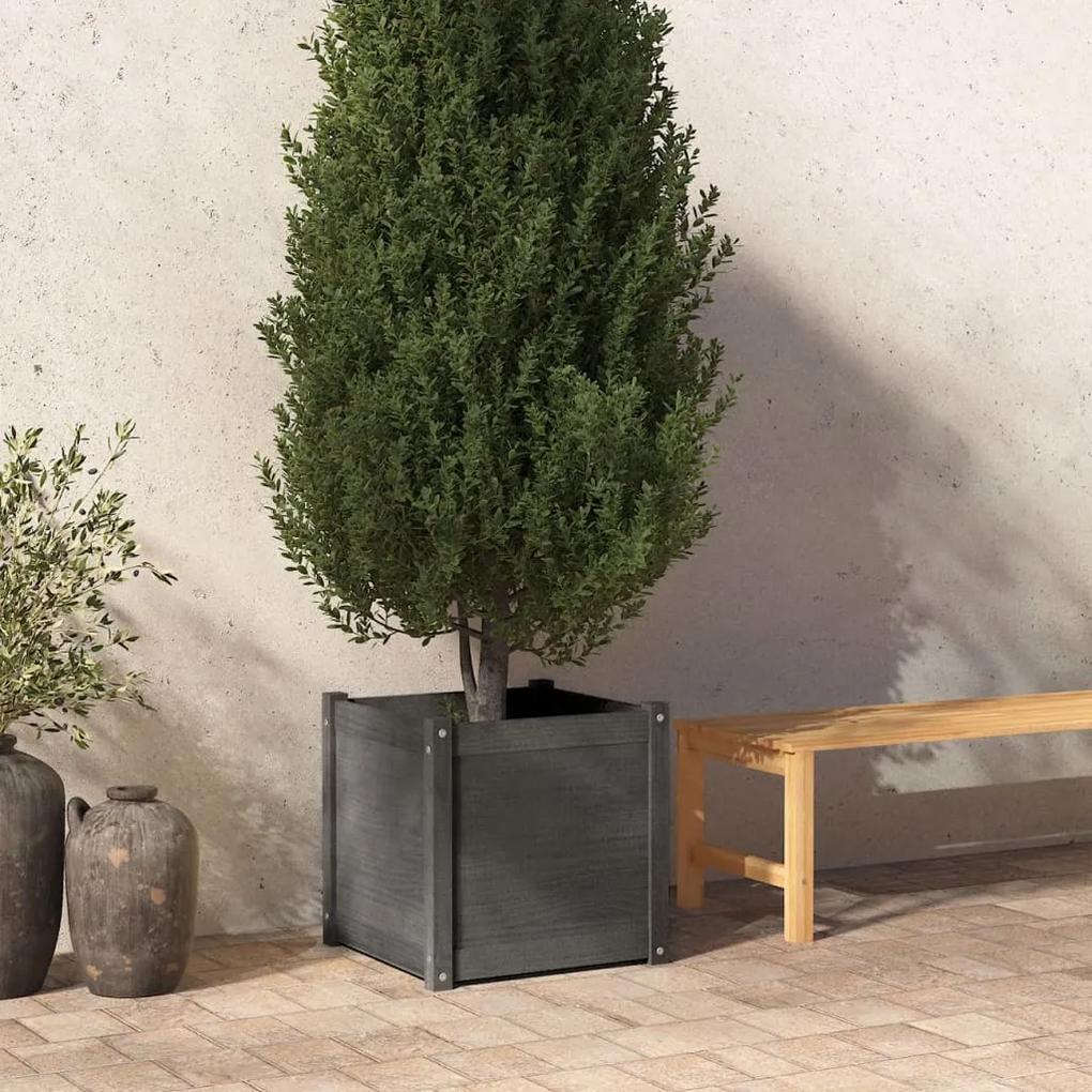 810550 vidaXL Zahradní truhlík šedý 50 x 50 x 50 cm masivní borovice