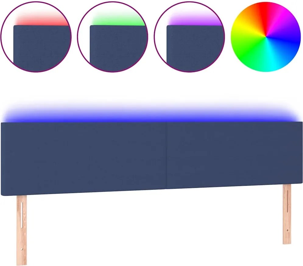 Čelo postele s LED modré 160x5x78/88 cm textil 3121344