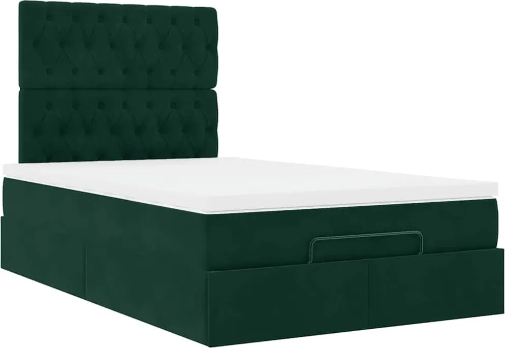 Osmanský rám postele s matracemi tmavě zelená 120x200cm samet 3314387