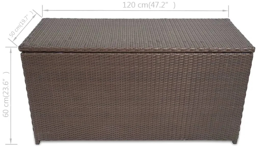 vidaXL Marketos Zahradní úložný box hnědý 120 x 50 x 60 cm polyratan
