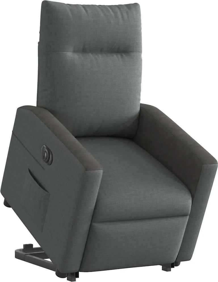 Elektrické zvedací polohovací křeslo tmavě šedé textil 3324067