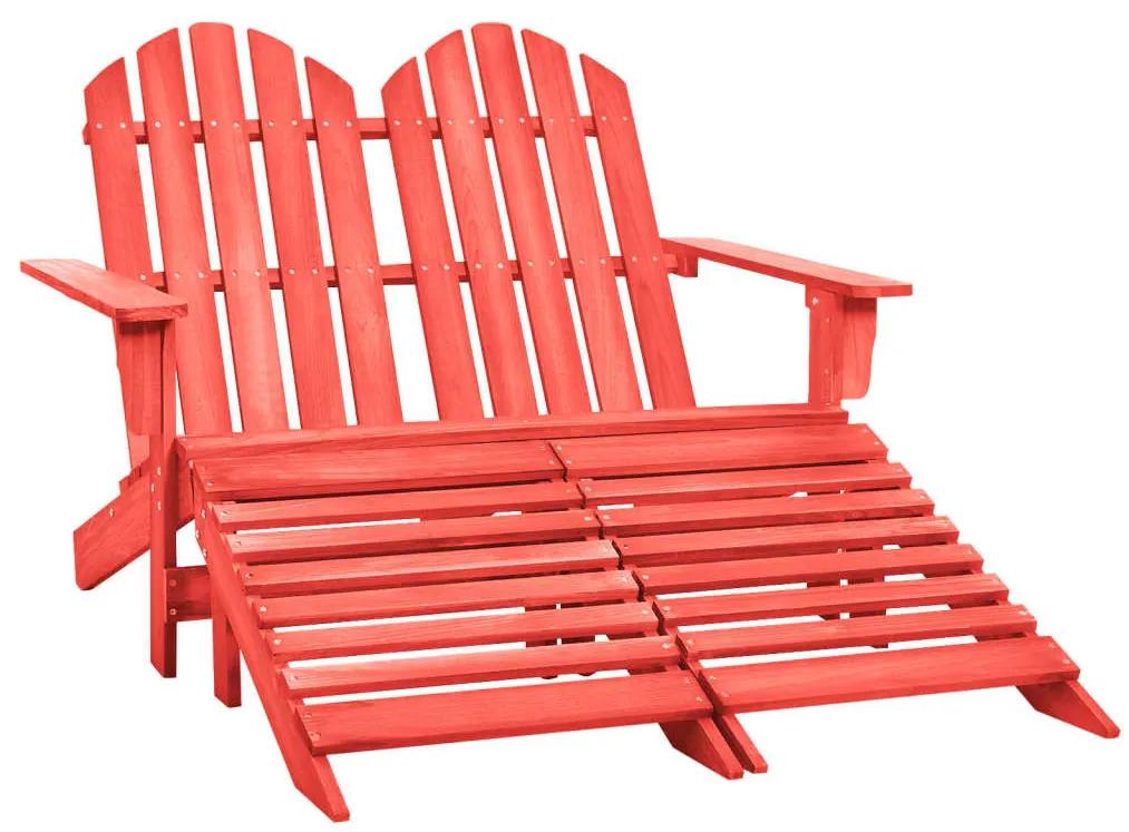 315913 vidaXL 2místná zahradní židle Adirondack s podnožkou jedle červená