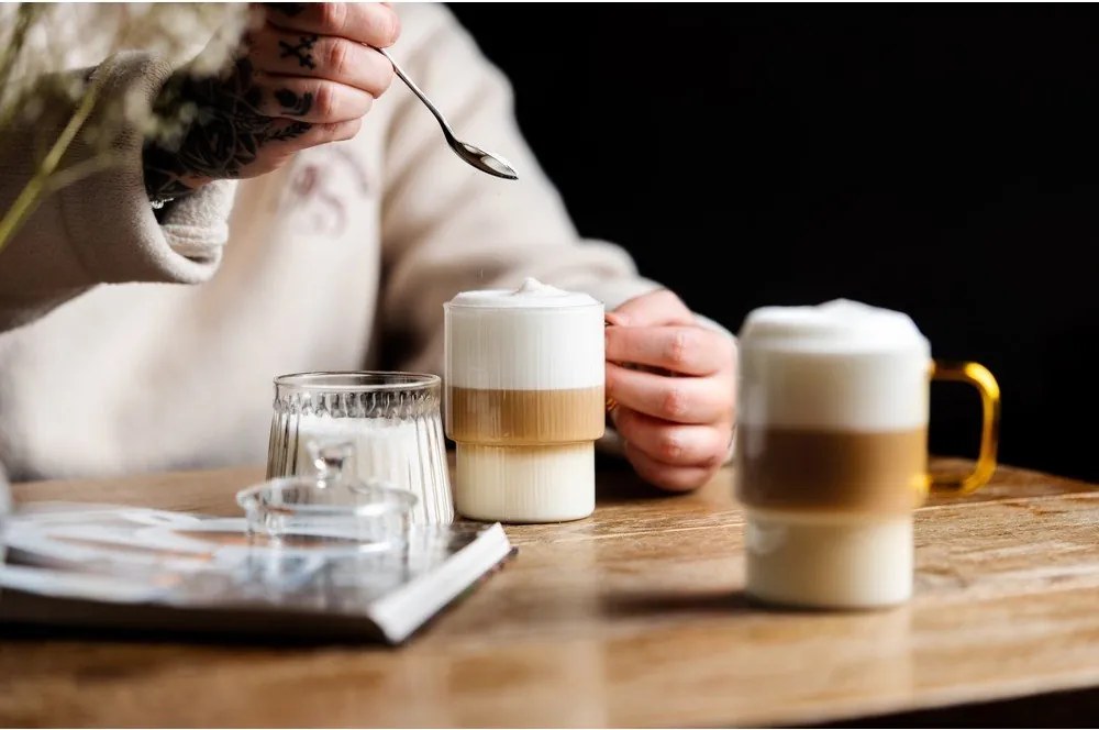 Žluté skleněné hrnky v sadě 2 ks na cappuccino 350 ml Livio – Vialli Design