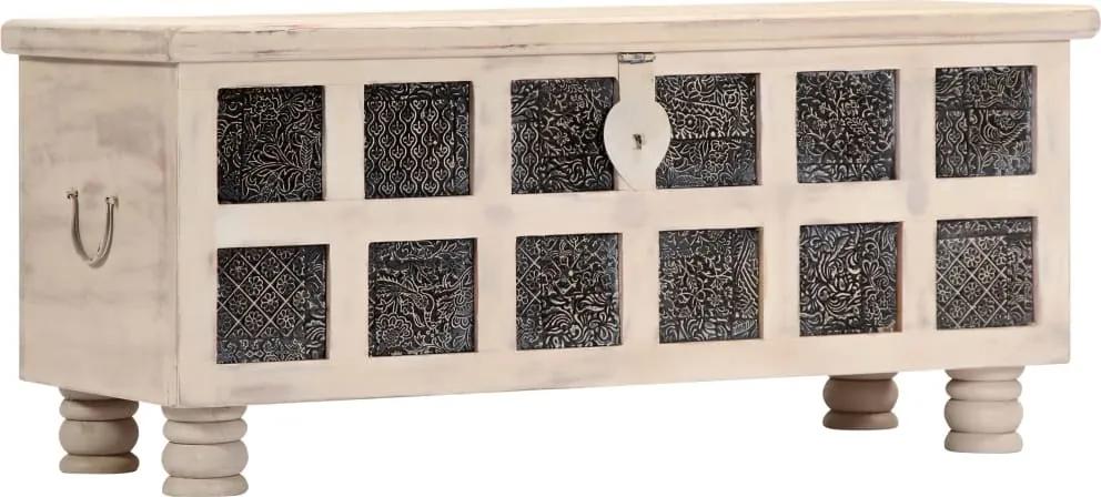 vidaXL Úložný box bílý 110 x 40 x 45 cm masivní akáciové dřevo [247670]