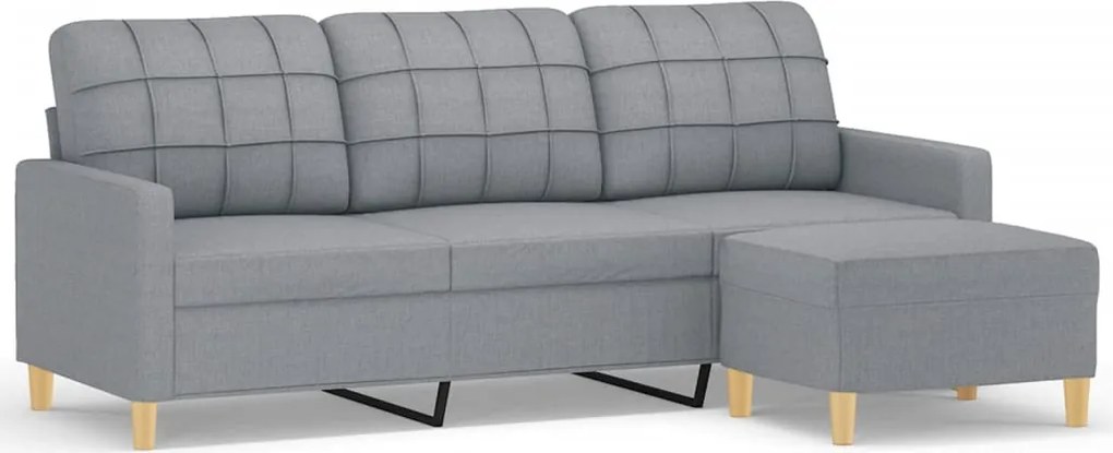 3místná pohovka s podnožkou světle šedá 180 cm textil 3201001