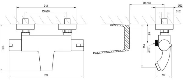 Ravak X070046 - Termostatická vanová baterie TERMO lesklý chrom