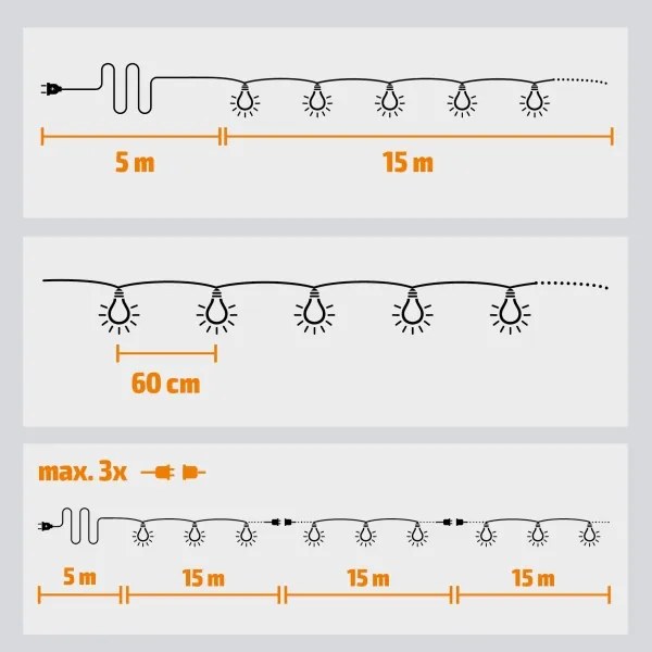Brilagi - LED Venkovní dekorační řetěz GIRLANDA 25xE12 20m IP44 studená bílá