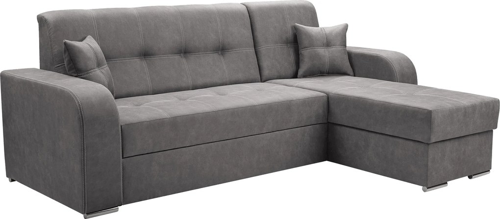 Rohová rozkládací sedací souprava do L MISOL, 240 cm, s úložným prostorem Roh pohovky: Levý roh, Barva látky: Tmavě hnědá (Yuma 38)
