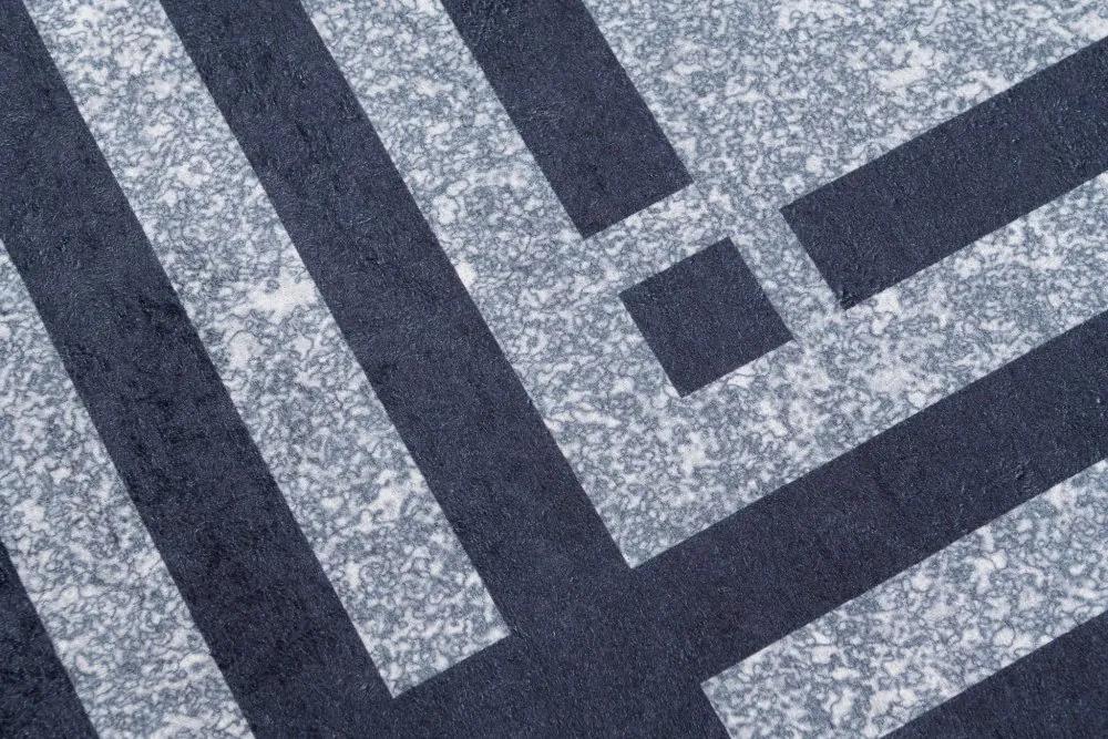 Šedý trendový koberec s protiskluzovou úpravou a geometrickým vzorem Šířka: 140 cm | Délka: 200 cm