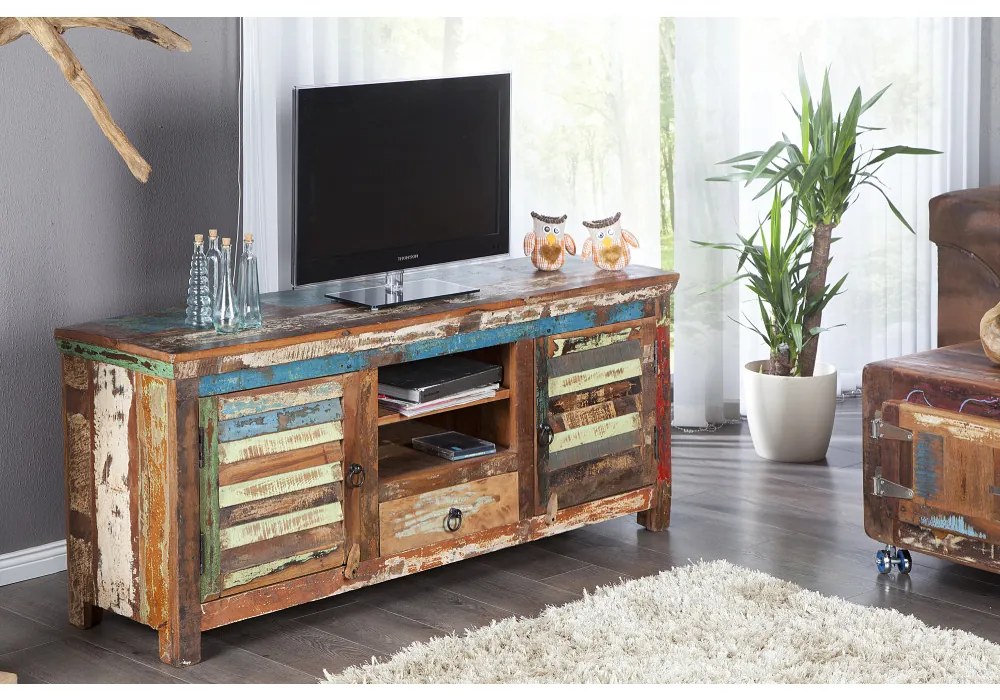 Massive home | Barevný TV stolek z masivu Avadi recyklované dřevo