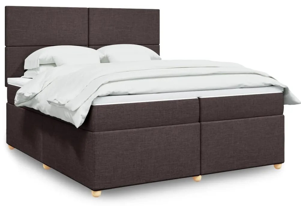 Box spring postel s matrací tmavě hnědá 200x200 cm textil