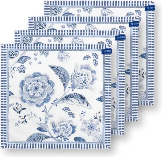 Pip Studio Royal set 4ks látkových ubrousků 40x40cm, modrý (Látkové ubrousky)