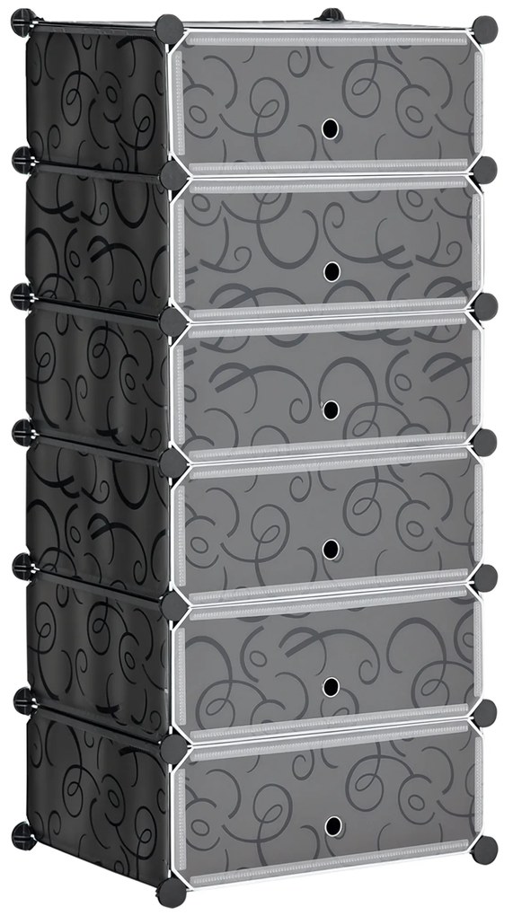 HOMCOM Úložný box na boty DIY zásuvný stojan na 6 párů bot, plast/ocel, černý+bílý, 49x36.5x108cm| Aosom