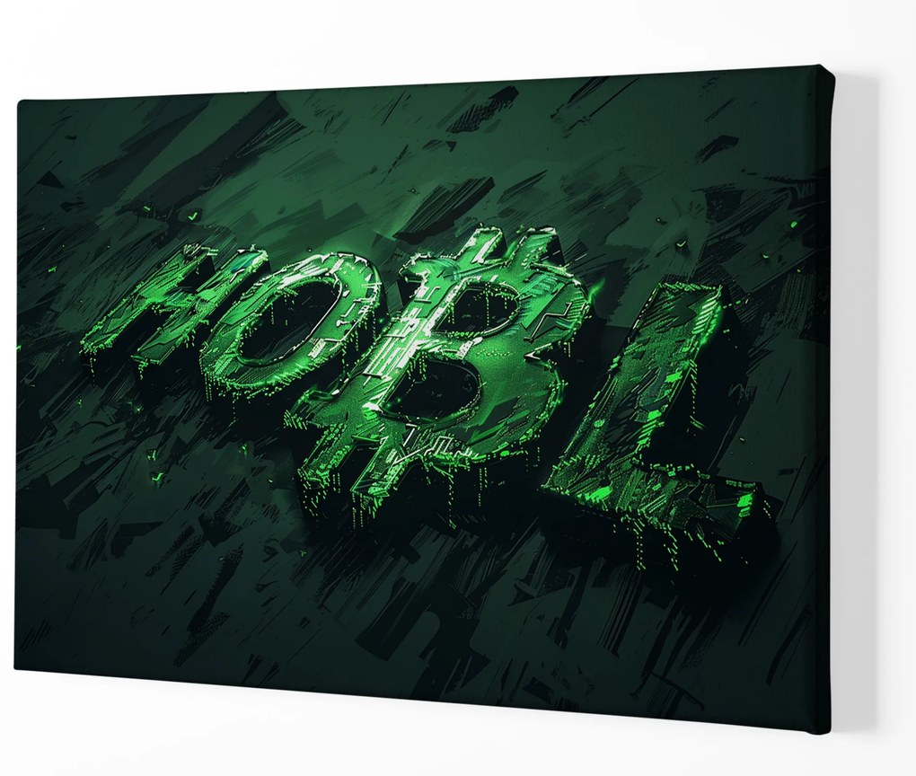 Obraz na plátně - Bitcoin HOBL HODL zelené FeelHappy.cz Velikost obrazu: 60 x 40 cm