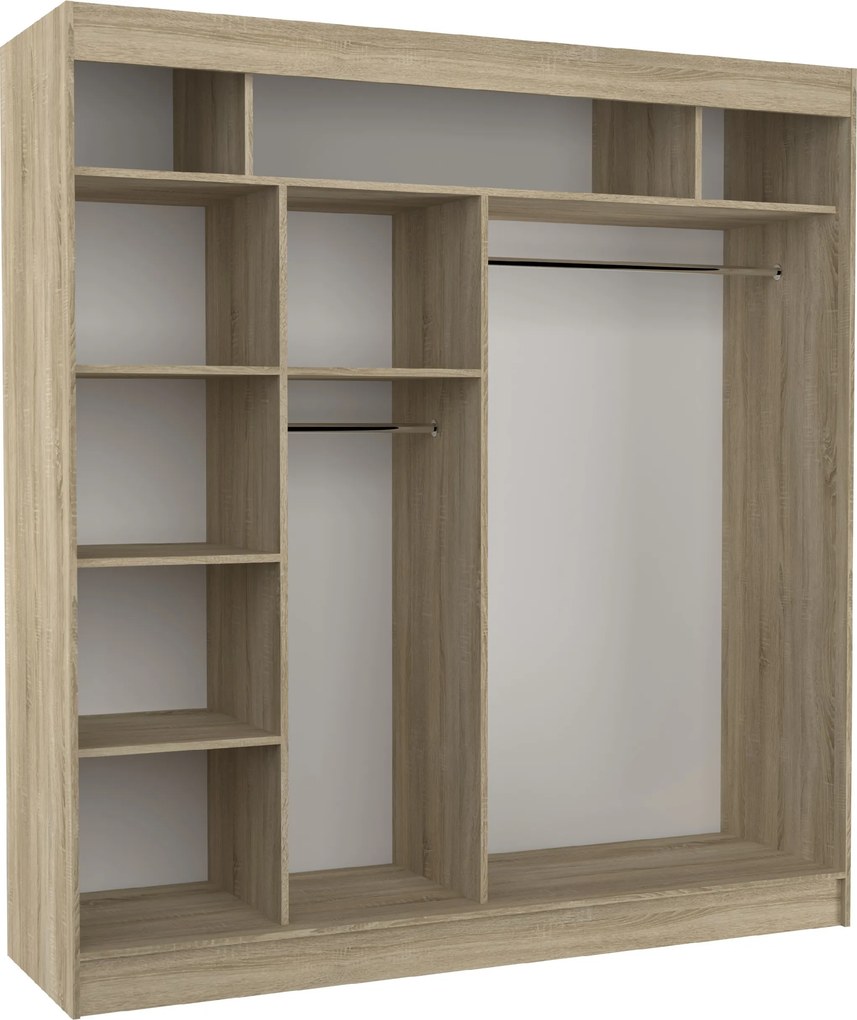 ADRK Furniture Posuvná skříň s zrcadlem GILTON 200 ADRK-SW-GIL-S-200