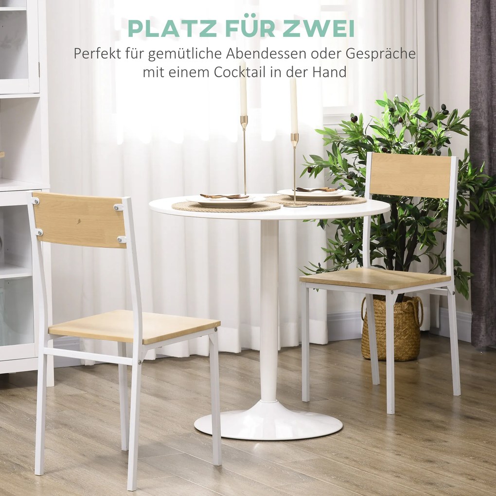 HOMCOM Kulatý jídelní stůl Ø70 x 75 cm, moderní kuchyňský stůl pro 2 osoby, sloupový stůl s ocelovou nohou a protiskluzovou podnoží | Aosom.de
