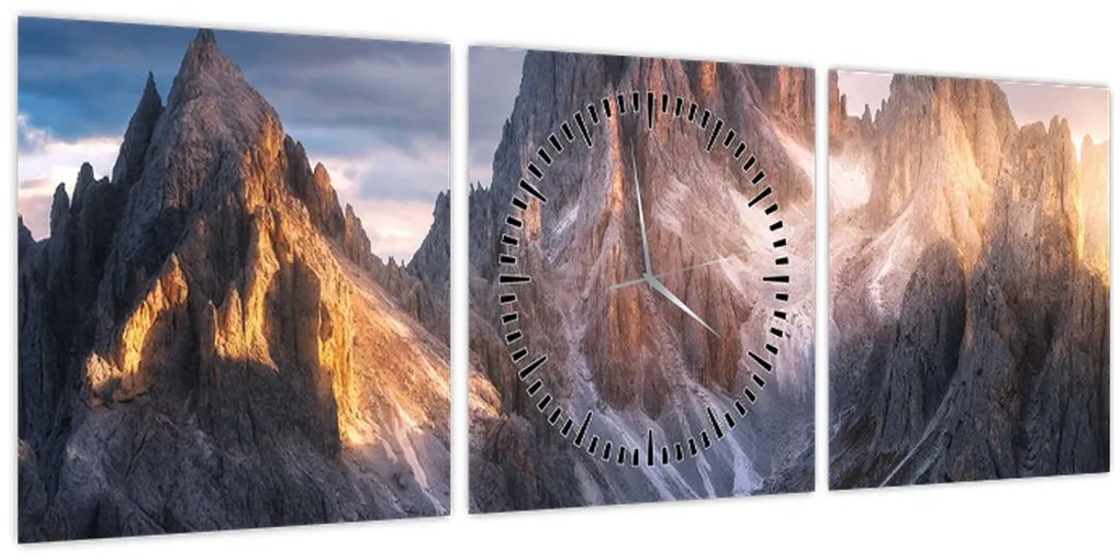Obraz - Horské panorama (s hodinami) (90x30 cm)