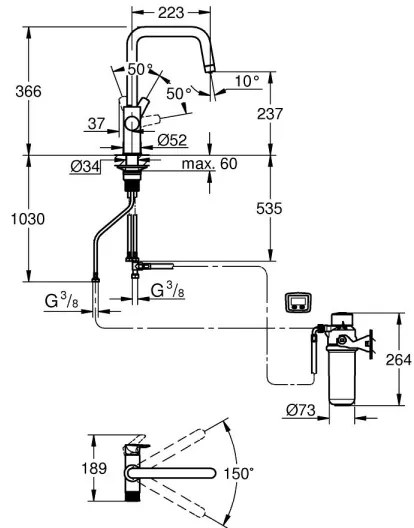 GROHE 30596000 - Dřezová baterie BLUE PURE s filtrační funkcí lesklý chrom