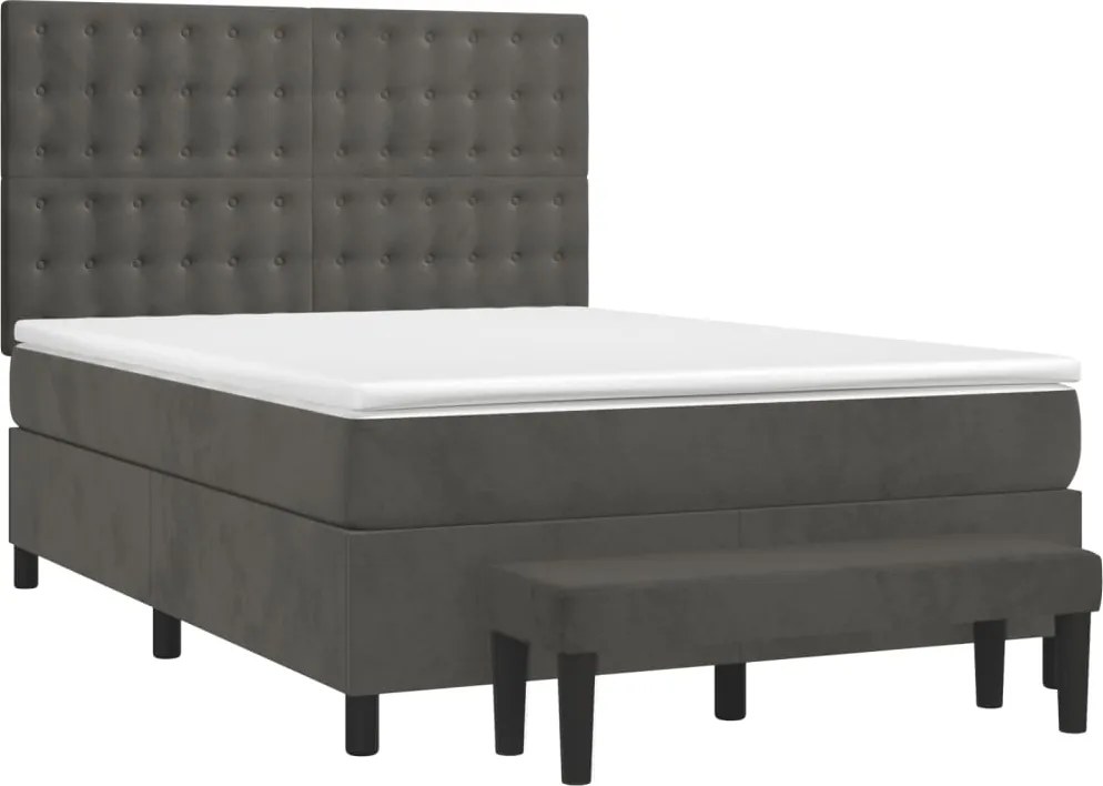 Box spring postel s matrací tmavě šedá 140x200 cm samet 3138086