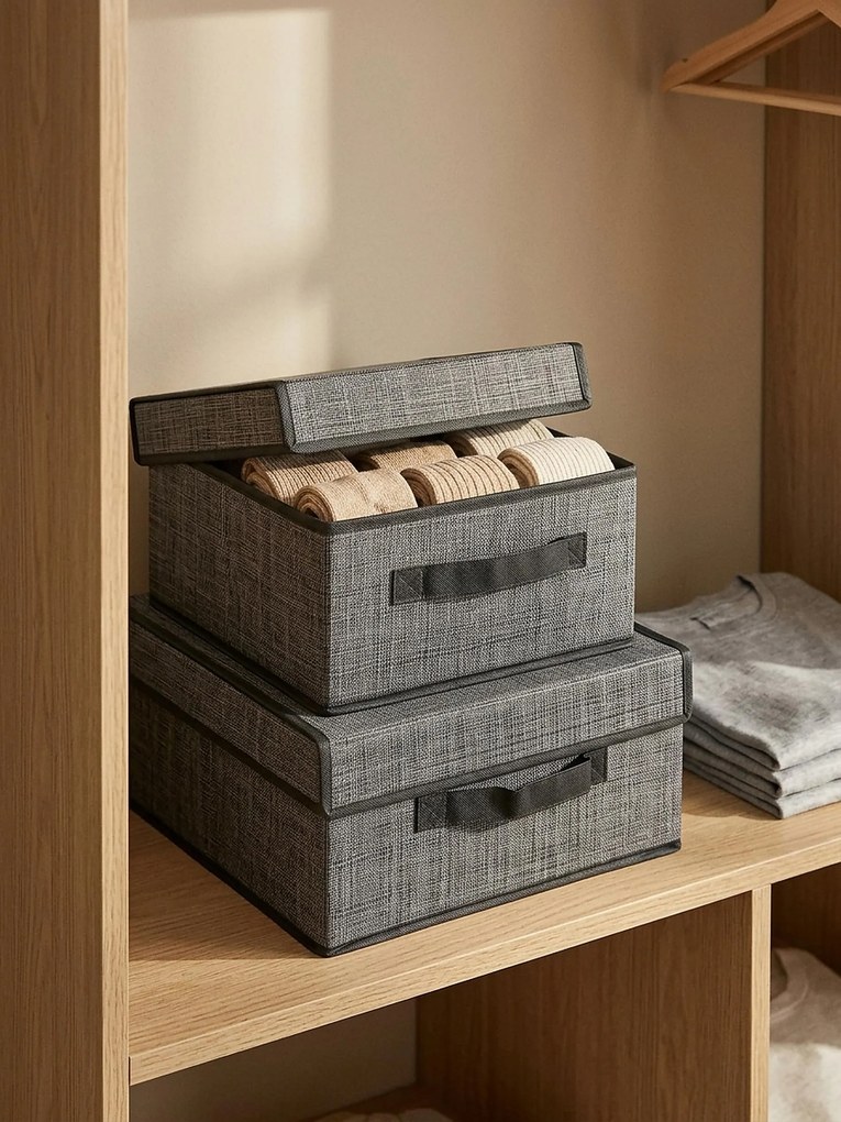 Sinsay - Skládací úložné boxy s uchyty 2 pack - šedá