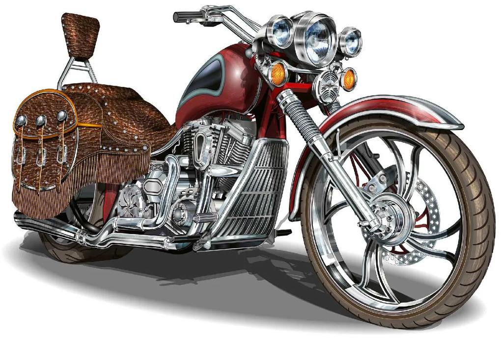 DIMEX | Samolepicí vliesová fototapeta na zeď Klasický vintage motocykl MA-5-2170 | 375 x 250 cm | červená, bílá, metalická, hnědá