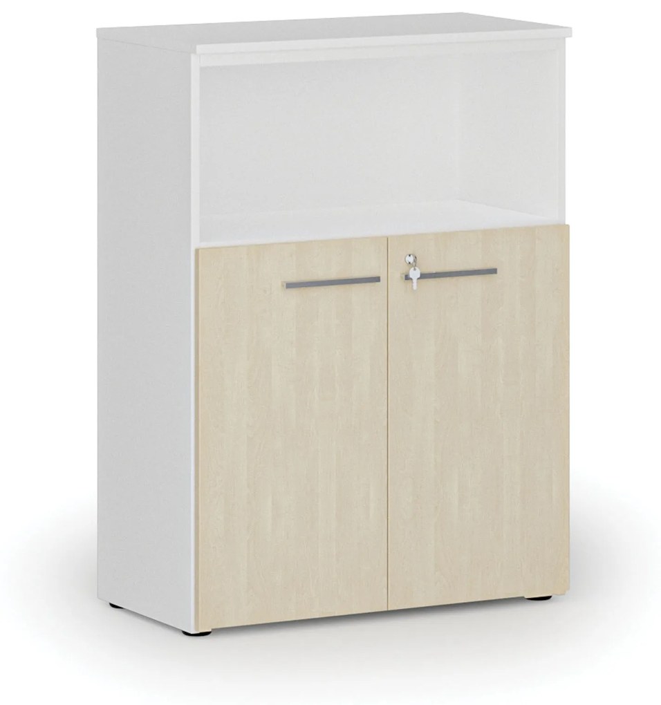 Kombinovaná kancelářská skříň PRIMO WHITE, 1087 x 800 x 420 mm, bílá