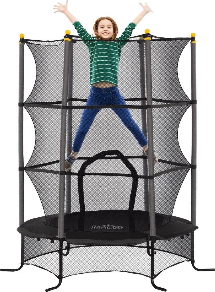 HOMCOM Dětská trampolína Ø163x190 cm pro děti od 3 let se síťkou a ocelovým rámem, nosnost 50 kg, pro vnitřní i venkovní použití | Aosom