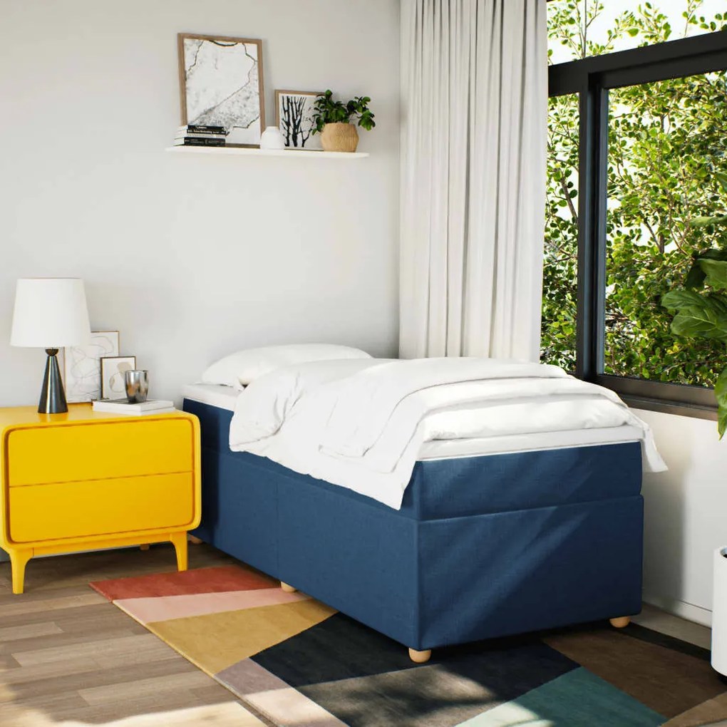 Box spring postel s matrací modrá 80x200 cm textil 3285337