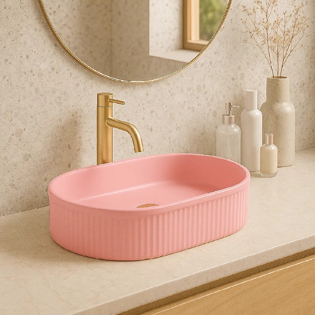 Rea Vanda, umyvadlo na desku 500x310x130 mm, růžová matná, REA-U6376