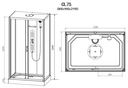 MONTÁŽ BEZ SILIKONU - Sprchový box SKY 3 120x80x225 (CL75)