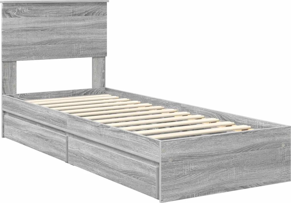 Postel s úložným prostorem se zásuvkou Šedá Sonoma 75 x 190 cm 3410852
