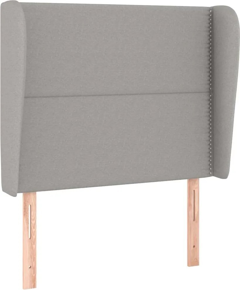 Čelo postele typu ušák světle šedé 93 x 23 x 118/128 cm textil 3117798