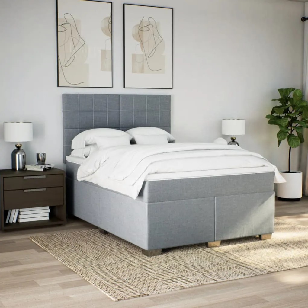 Box spring postel s matrací světle šedá 140 x 200 cm textil 3292811