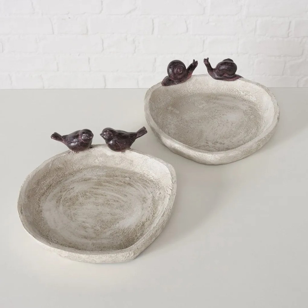 Napajedlo pro ptáky Snails, 6x21 cm, polyresin, béžová