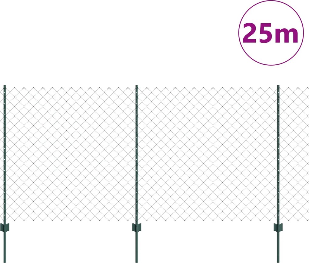 Plot s řetězovým odkazem a sloupkem 25 x 1,2 m Zelená Síťovina 3336253