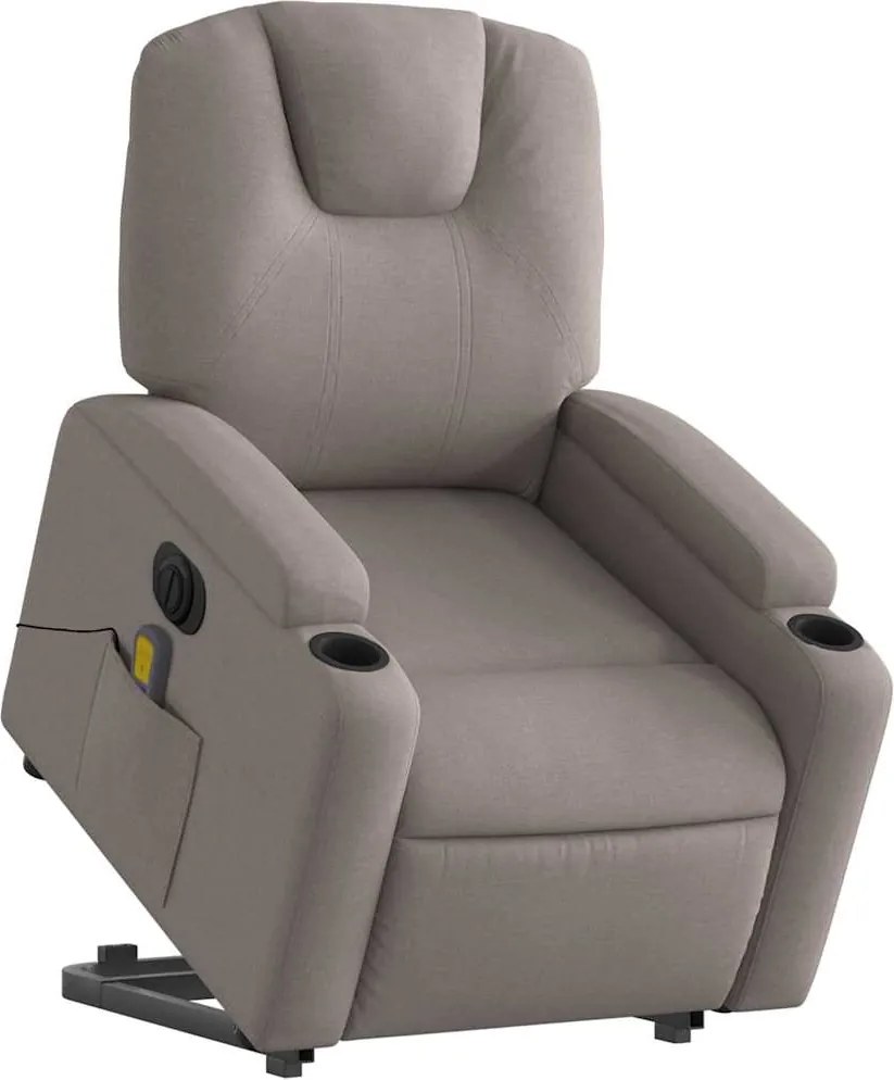 Elektrické zvedací masážní polohovací křeslo taupe textil 3204412