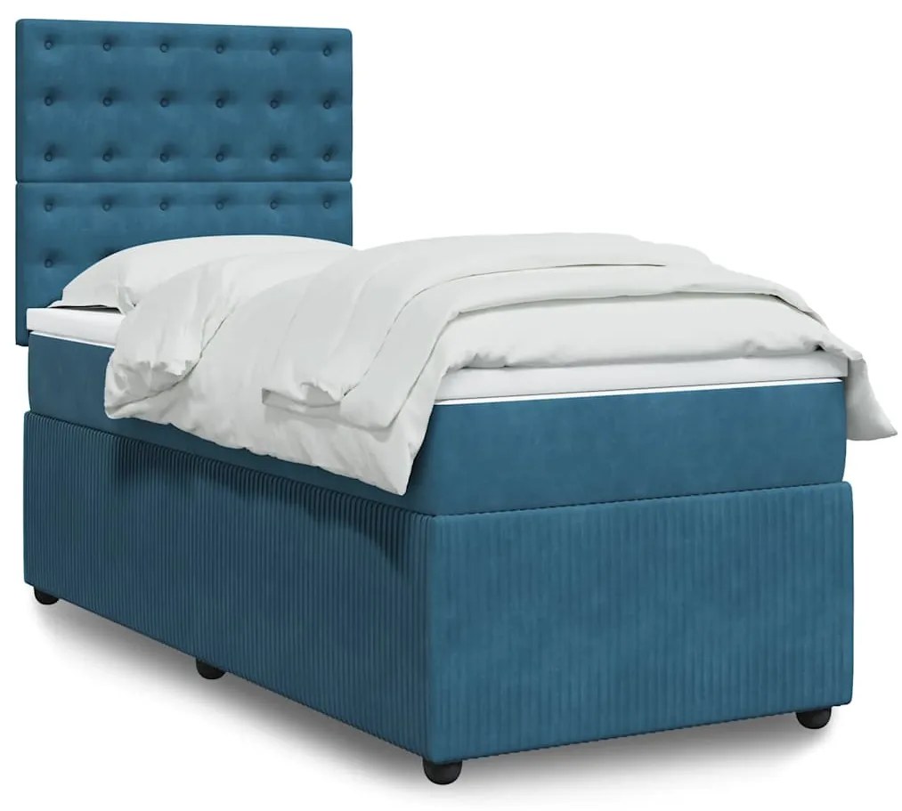 Box spring postel s matrací tmavě modrá 80 x 200 cm samet 3292206