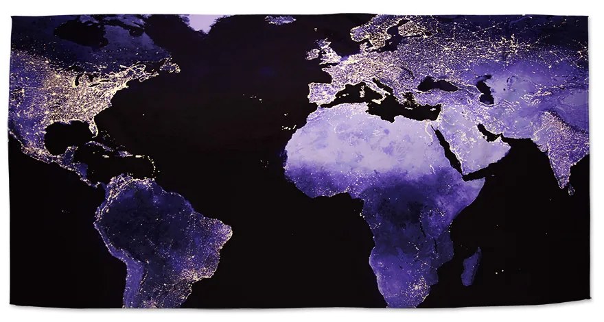 Ručník SABLO - Světelná mapa světa 70x140 cm