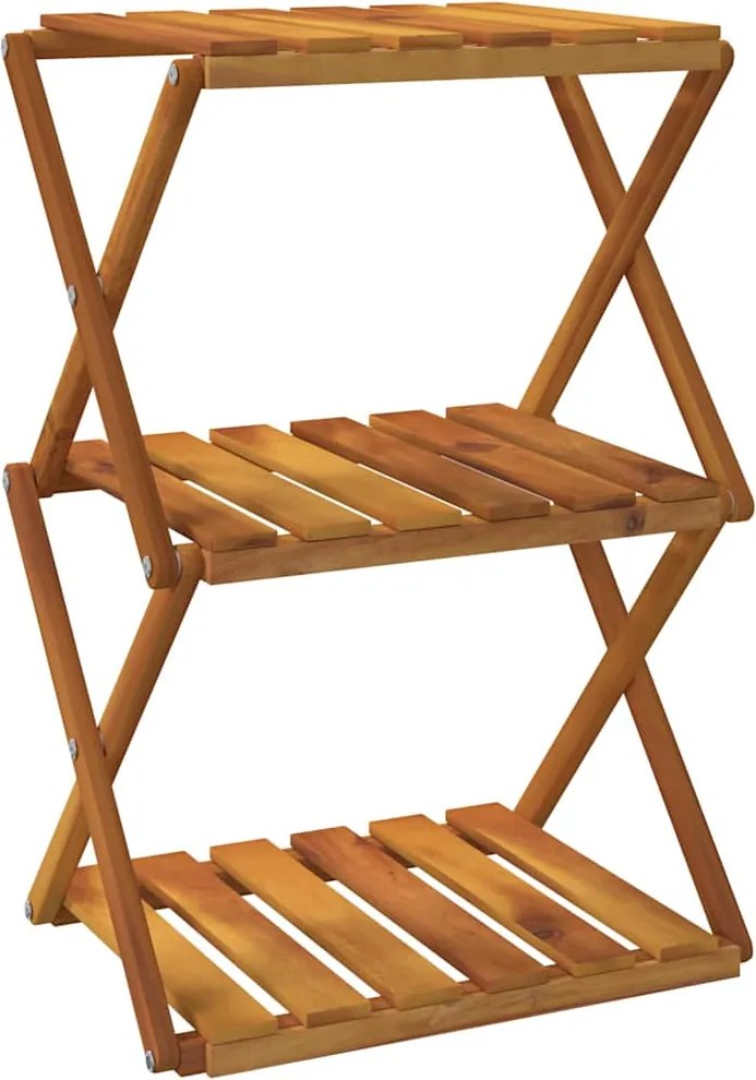 3patrový skládací regál hnědý 43 x 31 x 63 cm masivní akácie 153329