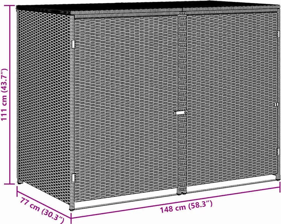 vidaXL Přístřešek na dvě popelnice polyratan 148x77x111 cm [43887] Barva: antracitová