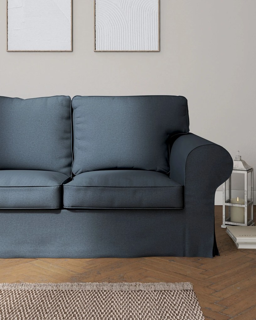 Potah na pohovku IKEA  Ektorp 3-místná, nerozkládací barva modrá látka pletený vzor