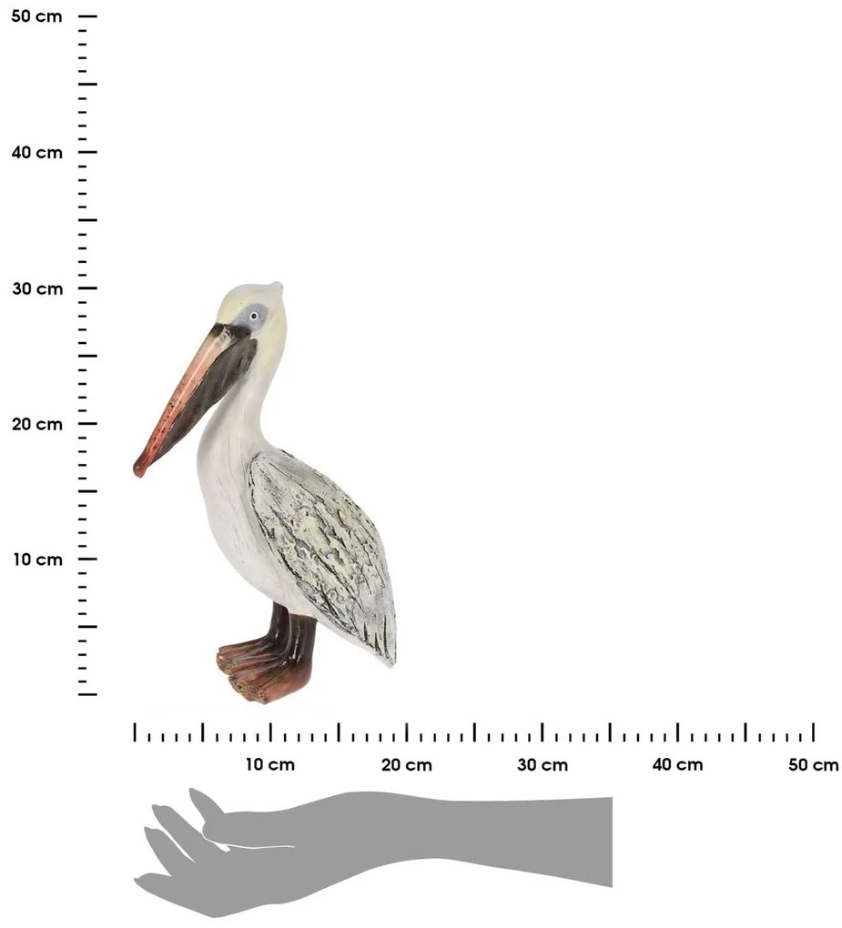 Zahradní figurka z polyresinu Pelican, 29 cm, bílá