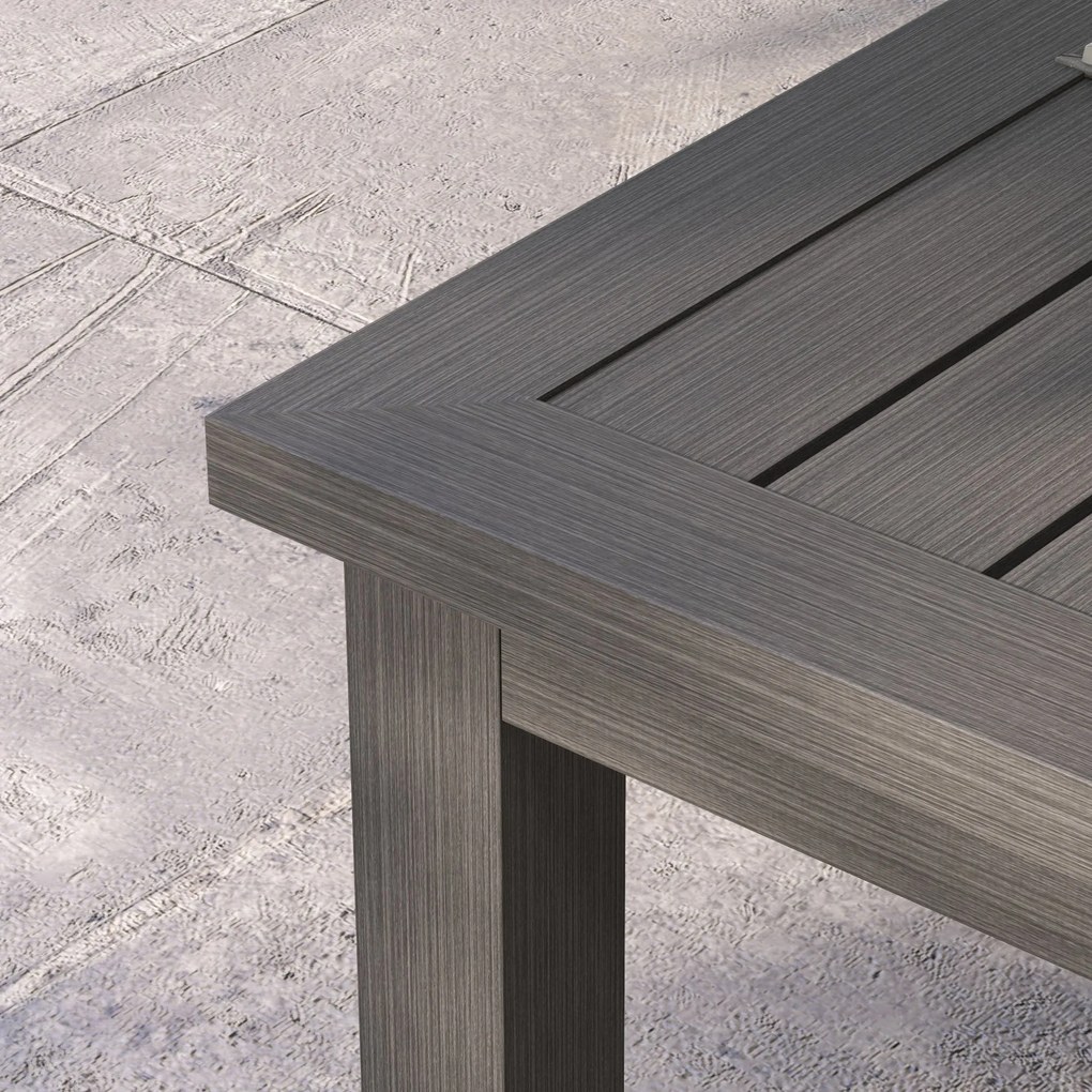 Obdélníkový kávový stůl Outsunny s mřížkovým vrchem pro vnitřní a venkovní použití, hliník, hnědý, 100D x 60Š x 37V cm