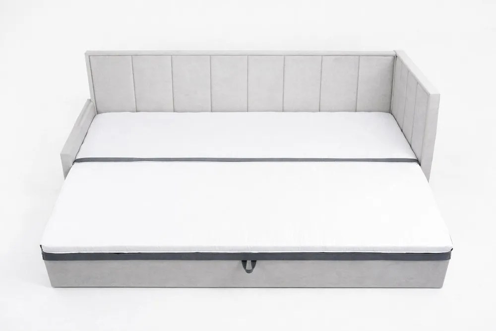 Šedá žinylková rozkládací/s úložným prostorem pohovka 214 cm Fulgeo – ELTAP