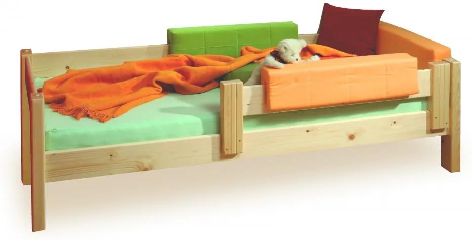 Dětská postel se zadní zábranou SENDY 90x200, masiv smrk GAZEL