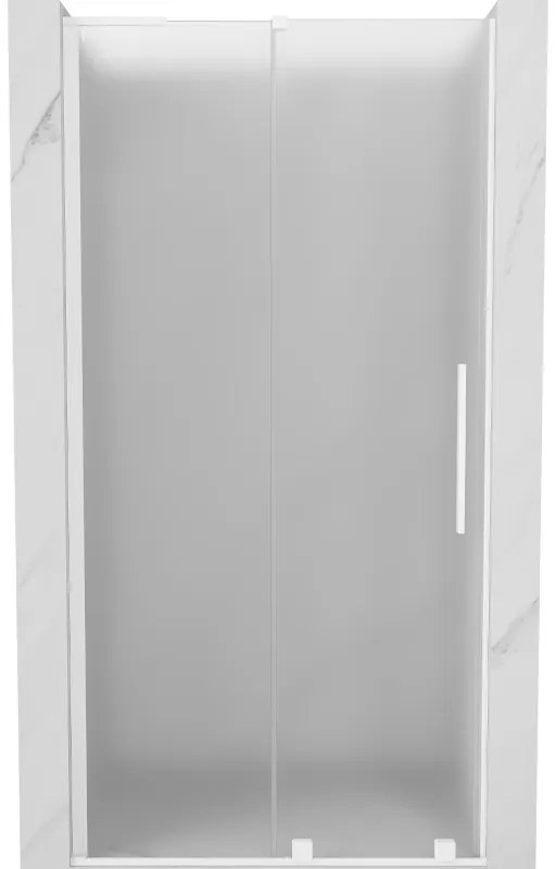 Mexen Velar L, posuvné sprchové dveře do otvoru 110 cm, 8mm sklo námraza, bílá matná, 871-110-003-31-20