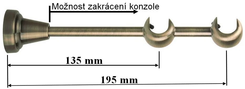 GARNÝŽE-HEBR Garnýž rýhovaná Paola mosaz dvojitá 110 cm