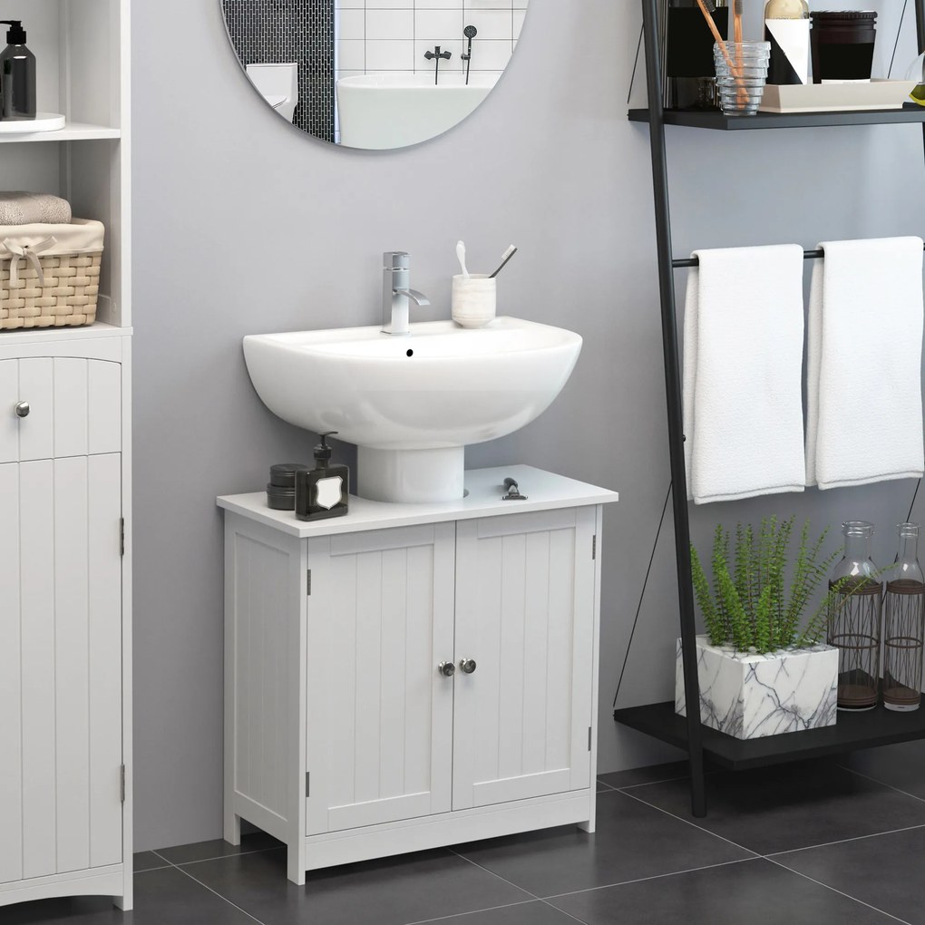 HOMCOM Koupelnová skříňka pod umyvadlo 60x30x60cm Bílá