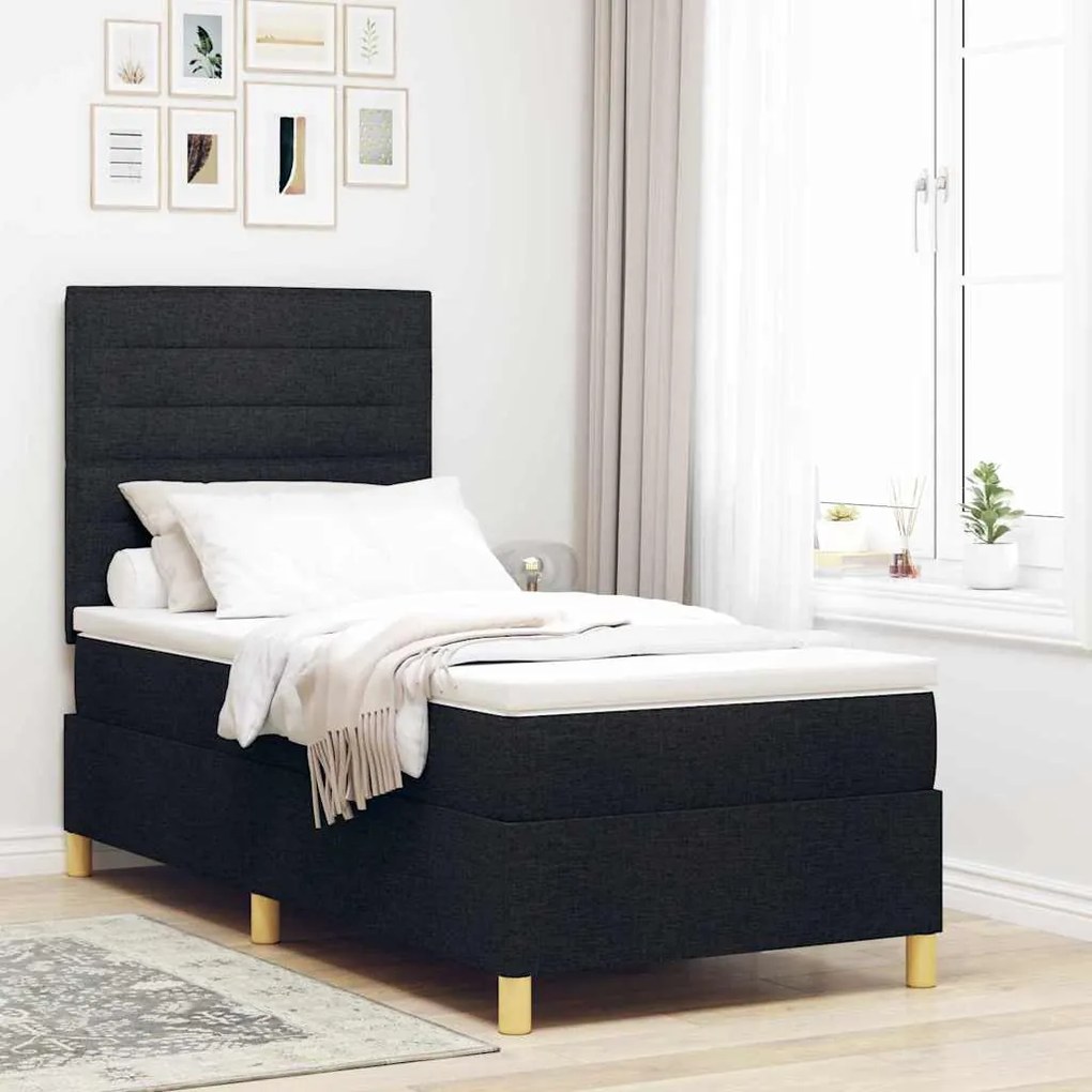 Postel s boxspringem s matrací s čelo Černá 80 x 200 cm textil 3339499