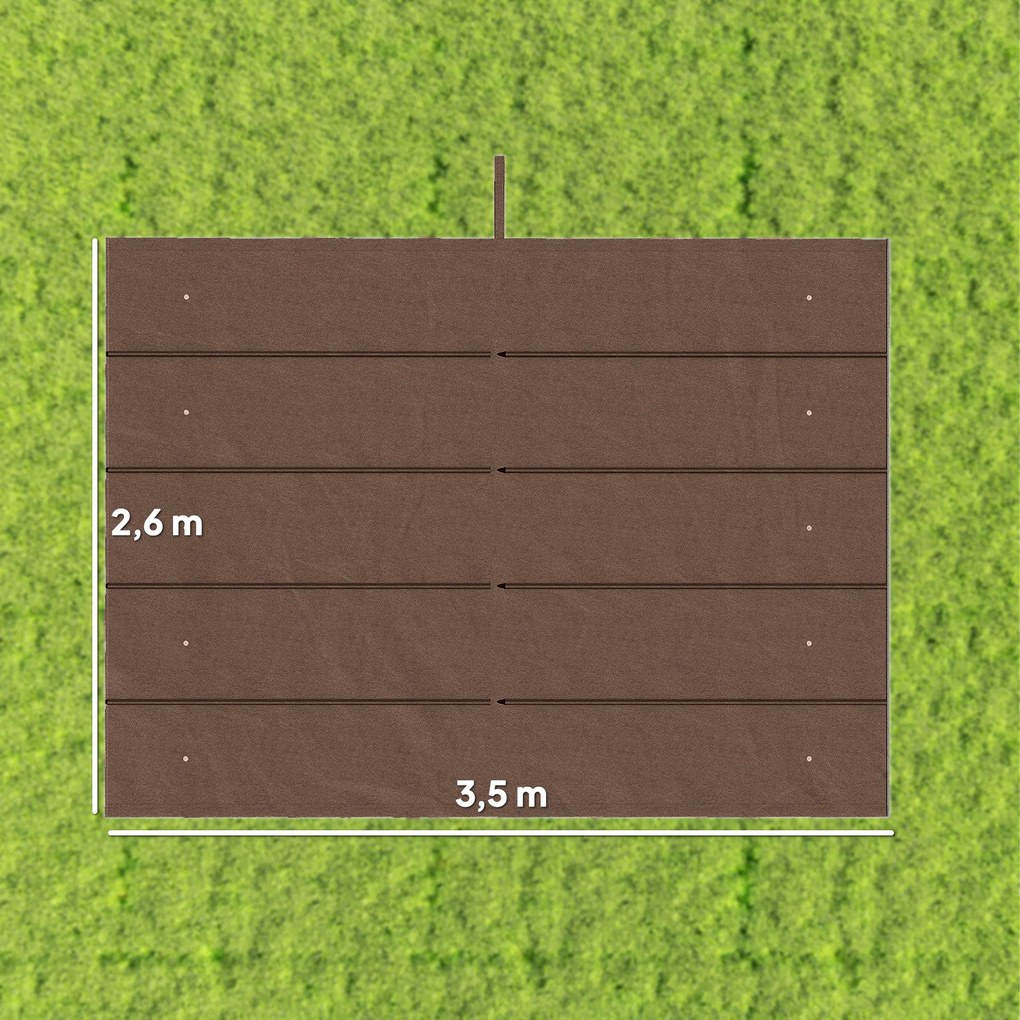 Náhradní střecha pro pergolu 4 x 3 m, zatahovací, s otvory pro odvod dešťové vody, odolná proti povětrnostním vlivům, polyester, 350 x 260 cm Káva